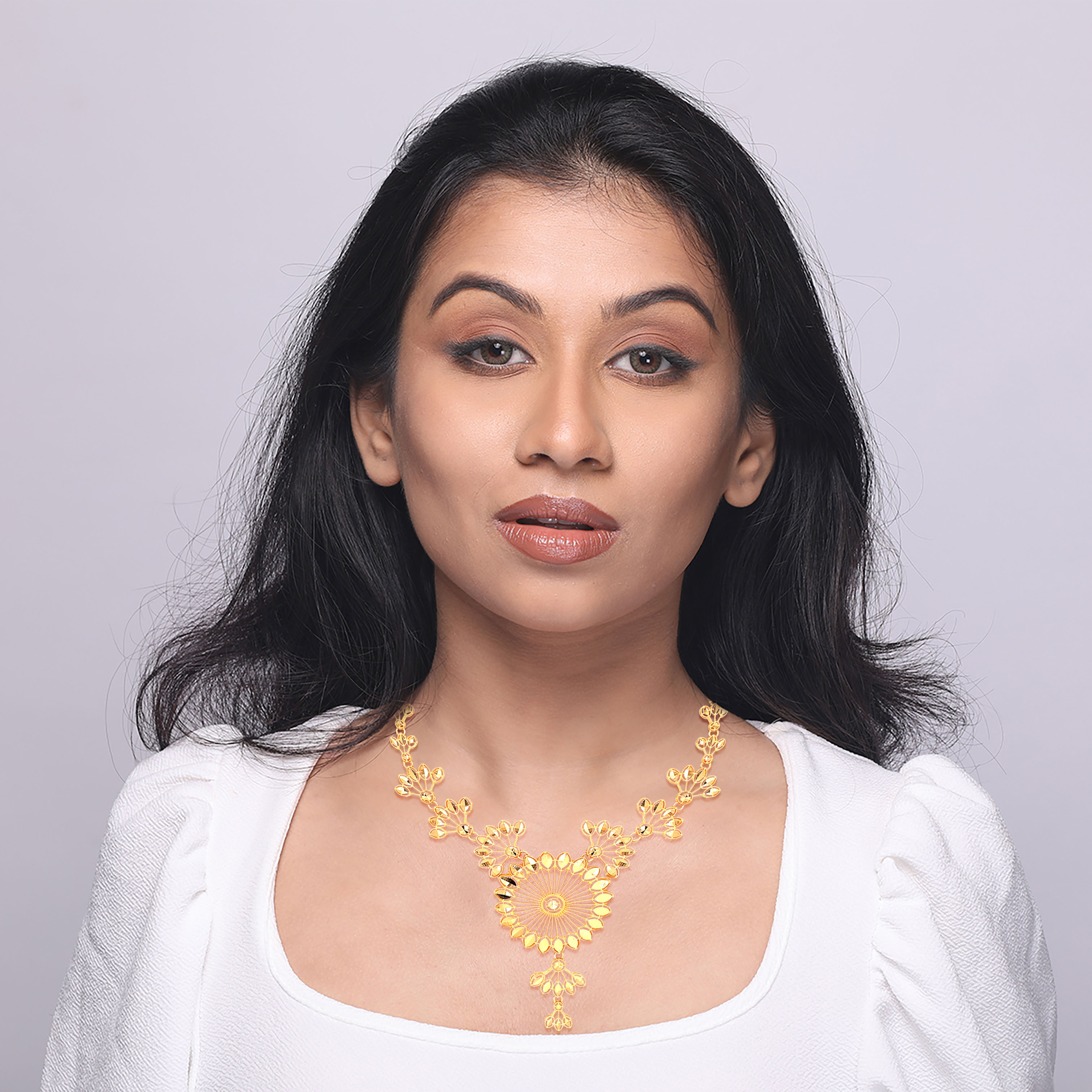 Golden Floral Necklace | Krishna Rajaram Ashtekar Jewellers